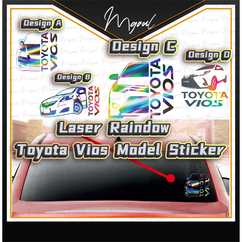 TOYOTA VIOS MODEL SHAPE&WORDS HIGH GRADE Laser Rainbow Sticker Toyota ...