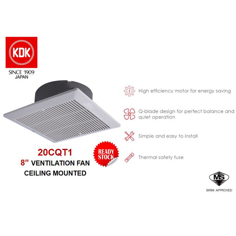 KIPAS EKZOS CEILING KDK 20CQT1 8"/20cm CEILING MOUNTED VENTILATION FAN ...