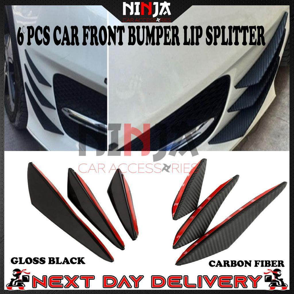 6Pcs Carbon Fiber Style Car Front Bumper Lip Splitter Body Spoiler ...