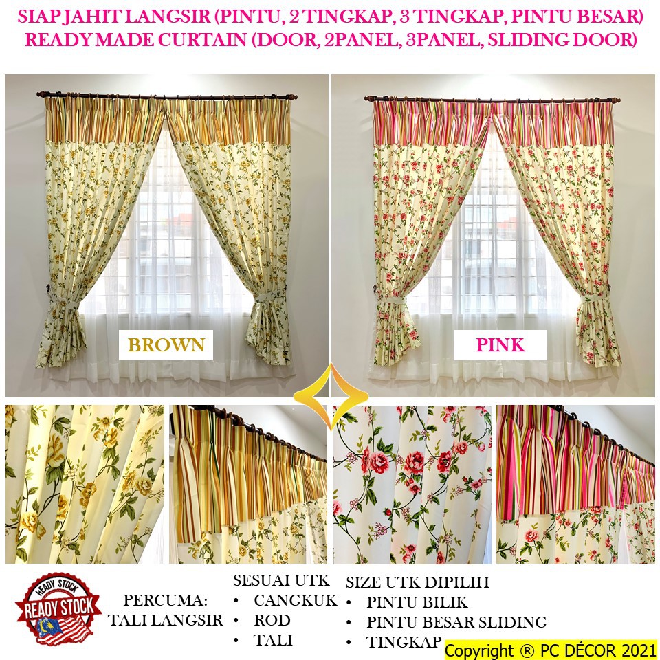 Langsir Siap Jahit Free Tali Pengikat Curtain Langsir Sliding Door 2 ...