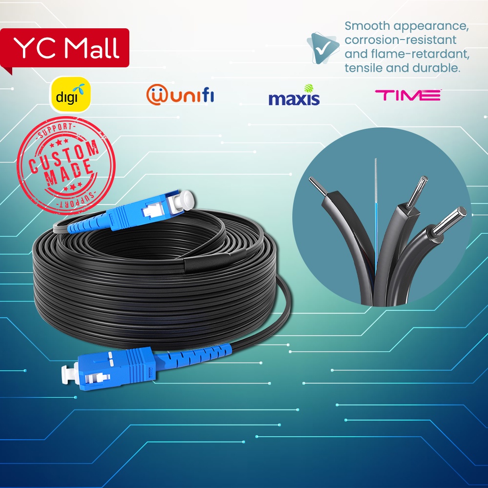 FTTH Fiber Optic 1Core Drop Cable Singlemode Cable For Unifi Maxis Digi ...
