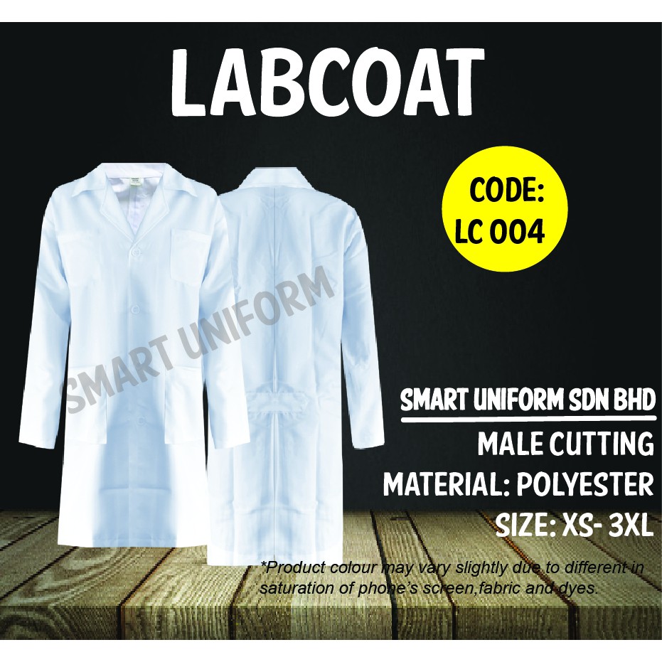 Lab Coat Smart Uniform Ready Stock - Long Sleeve Male (White) | Shopee ...