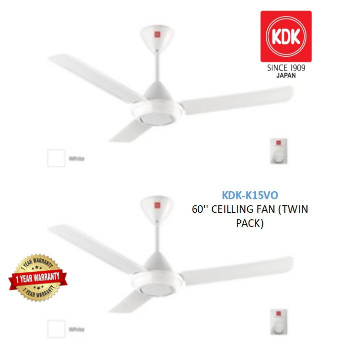 KDK 60" CEILING FAN (3 Blade) K15V0 - WHITE (Twin Pack) | Shopee Malaysia