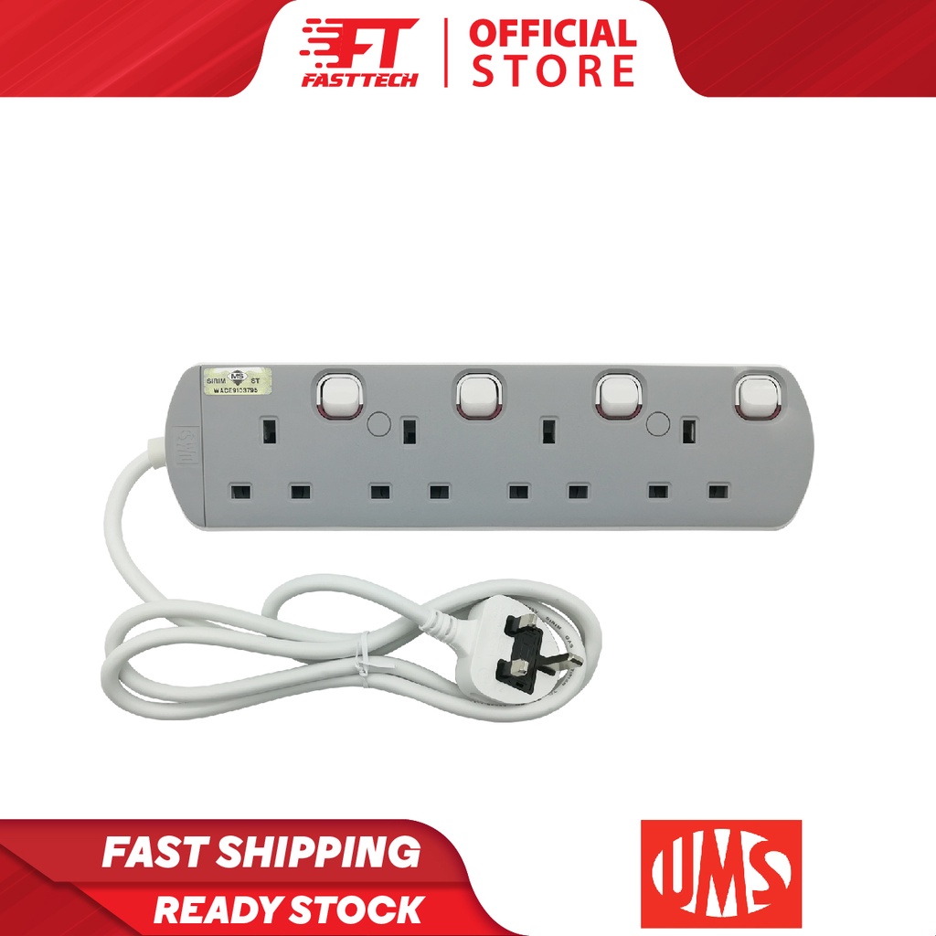 UMS 4 Gang SIRIM Approved Power Extension Socket Plug Power Strip 8413 ...