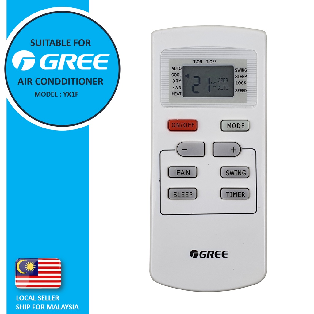 Gree Replacement Air Conditioner Remote Control (YX1F) | Shopee Malaysia
