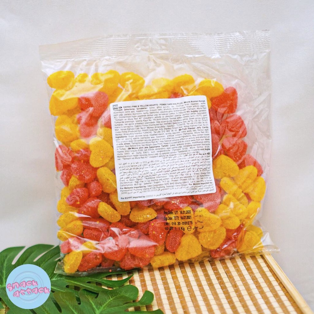 Haribo Pink & Yellow Hearts Gummy Candy [HALAL] - 1kg [READYSTOCK ...
