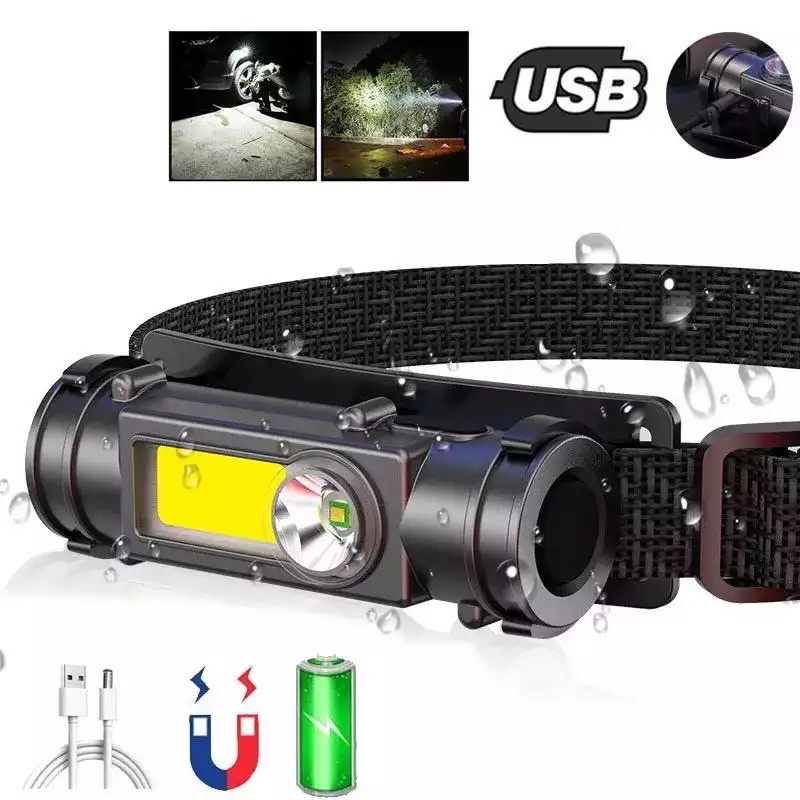 OPA-Built-in 18650 Battery Q5 LED Headlamp COB Light with Magnet ...