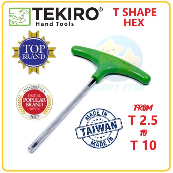 TEKIRO T SHAPE HEX T2.5 T3 T4 T5 T6 T8 T10 HEX KEY WRENCH KUNCI L TIPE ...