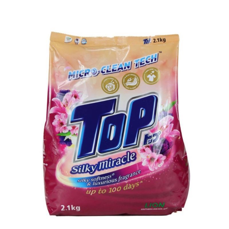 SABUN PENCUCI BAJU TOP DETERGENT POWDER SILKY MIRACLE 2.1KG/3.6KG ...