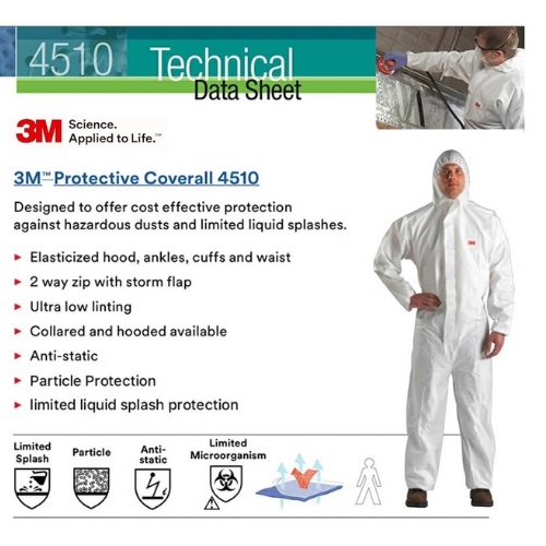 3M Disposable Protective Coverall 4515/4510 (White) | Shopee Malaysia