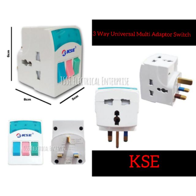 KSE 3 Way Universal Multi Adapter Switch | Shopee Malaysia
