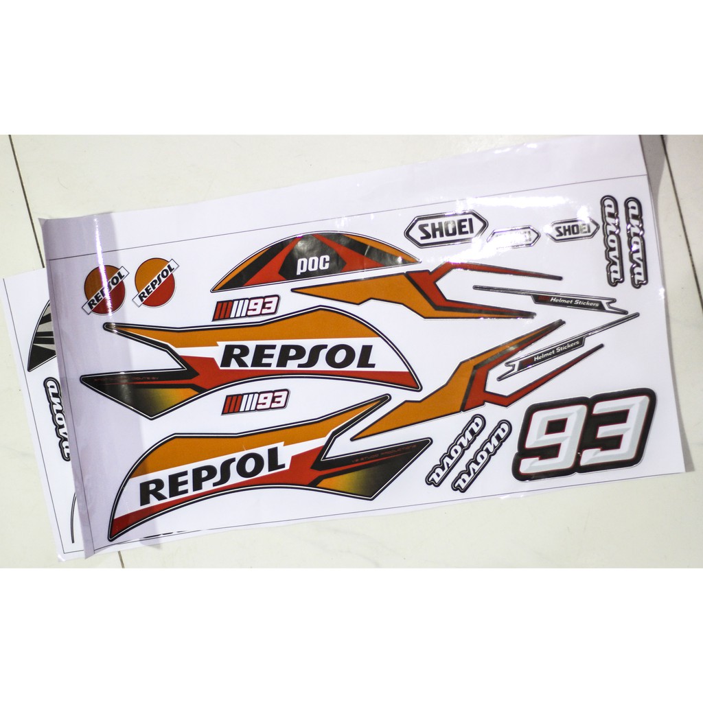 Repsol 93 helmet sticker for Fullface and 3/4 helmets... | Shopee Malaysia