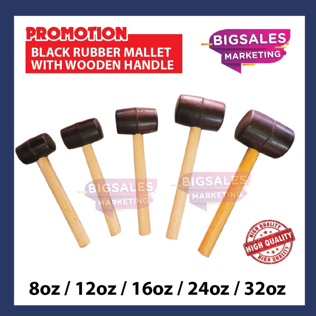 BIGSALES High Quality Rubber Head Black Mallet Fish Hammer With Wooden Handle / Hammer Getah ...