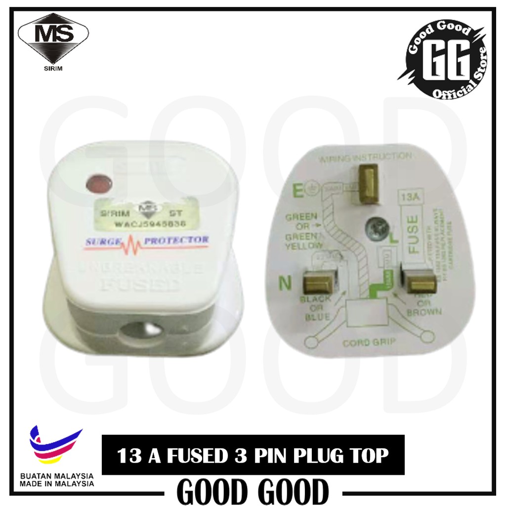 [SIRIM] SUM Heavy Duty 13A Fused Plug Top SIRIM Approved 250V With Neon ...