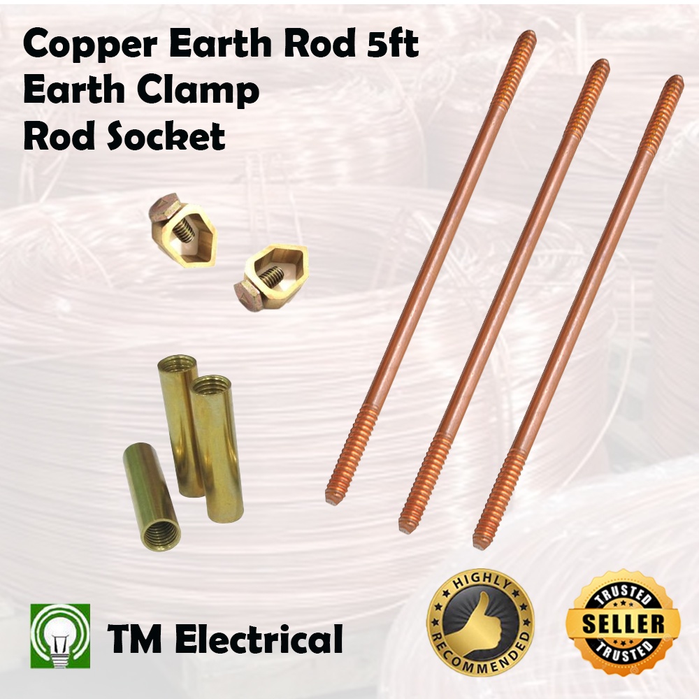 COPPER EARTH ROD 5FT (5KAKI) STICK/Rod Tembaga EARTHING pagar elektrik ...
