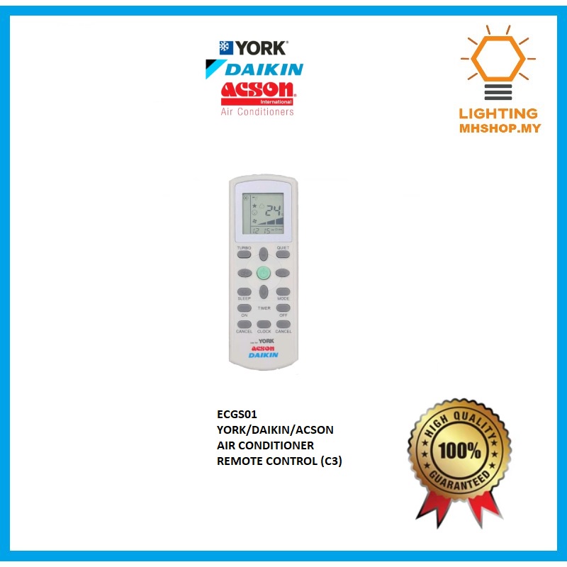 ECGS01 YORK/DAIKIN/ACSON AIR CONDITIONER REMOTE CONTROL (C3) | Shopee ...