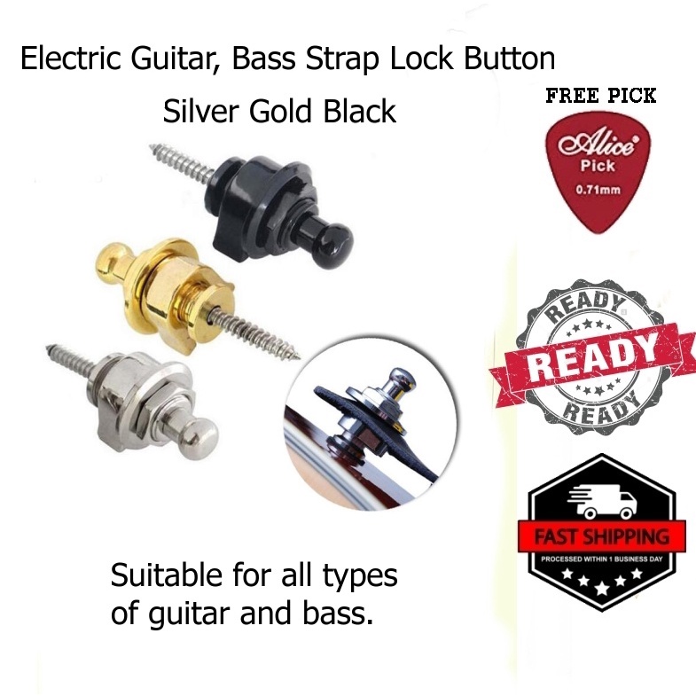 (READY STOCK) 2Pcs Acoustic E. Guitar Bass Strap Locks Button Fender ...