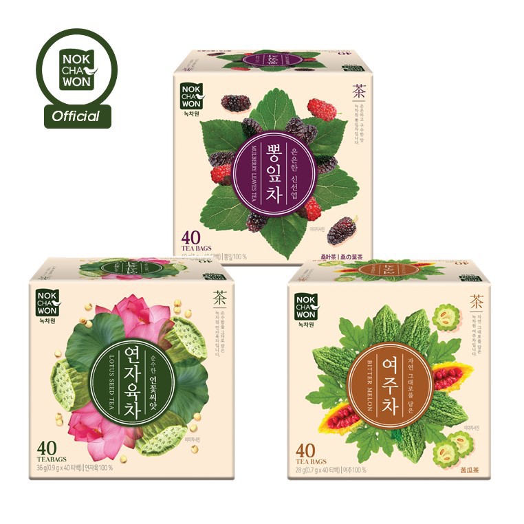 NOKCHAWON Korean Health Authentic Tea 40 Teabags 3 Flavors / Mulberry ...