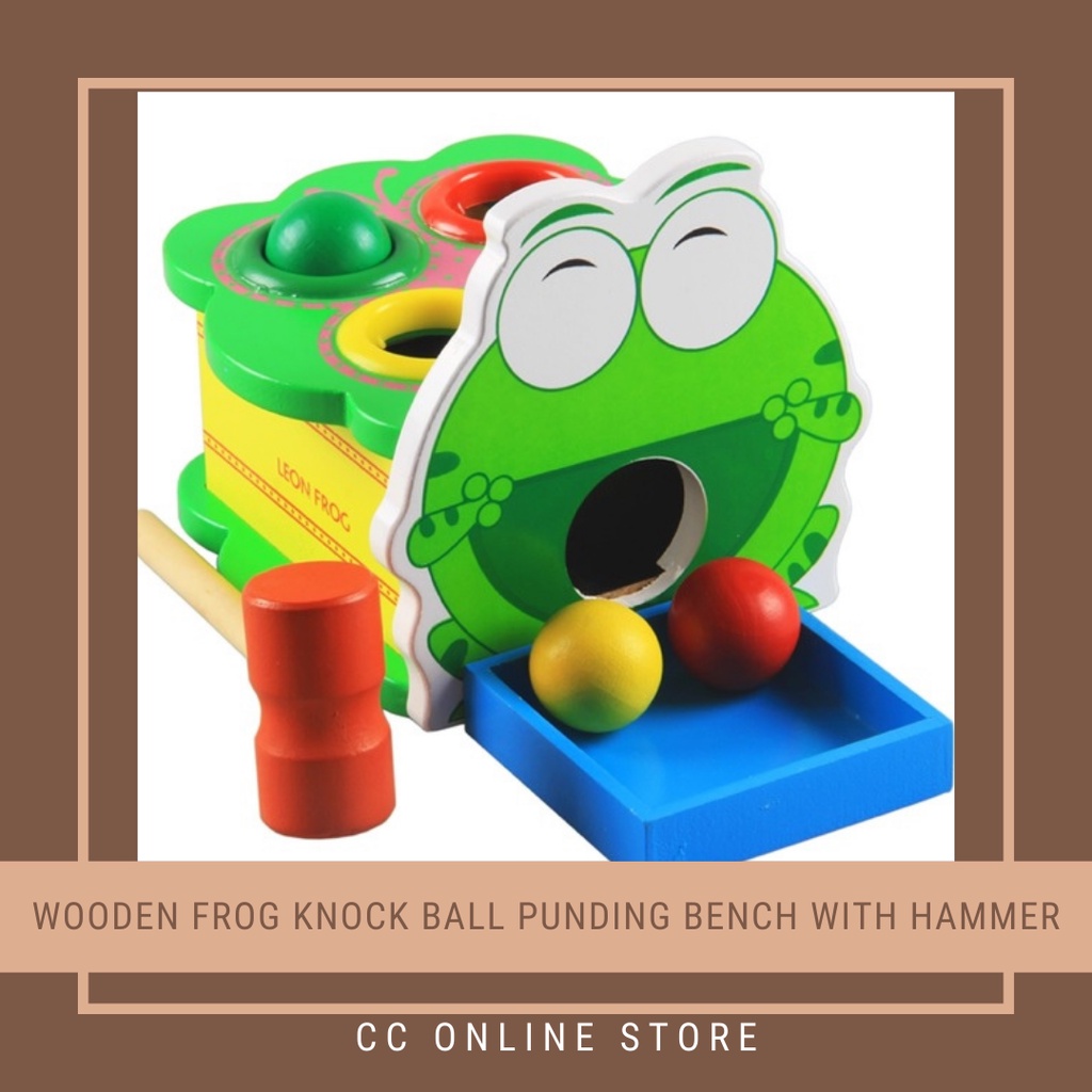 Wooden Frog Knock Ball Punding Bench With Hammer Educational Toys ...
