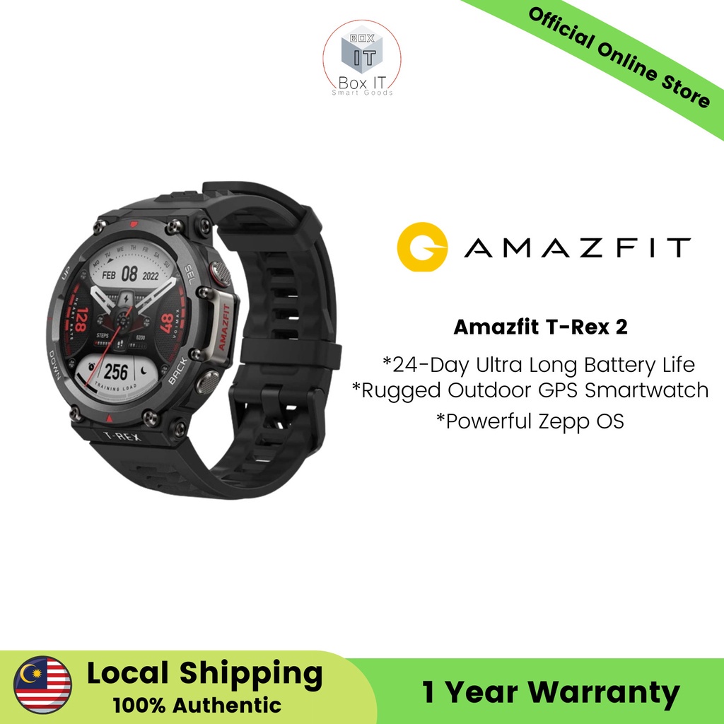 Amazfit T-Rex 2 | 24-Day Ultra Long Battery Life | Rugged Outdoor GPS ...