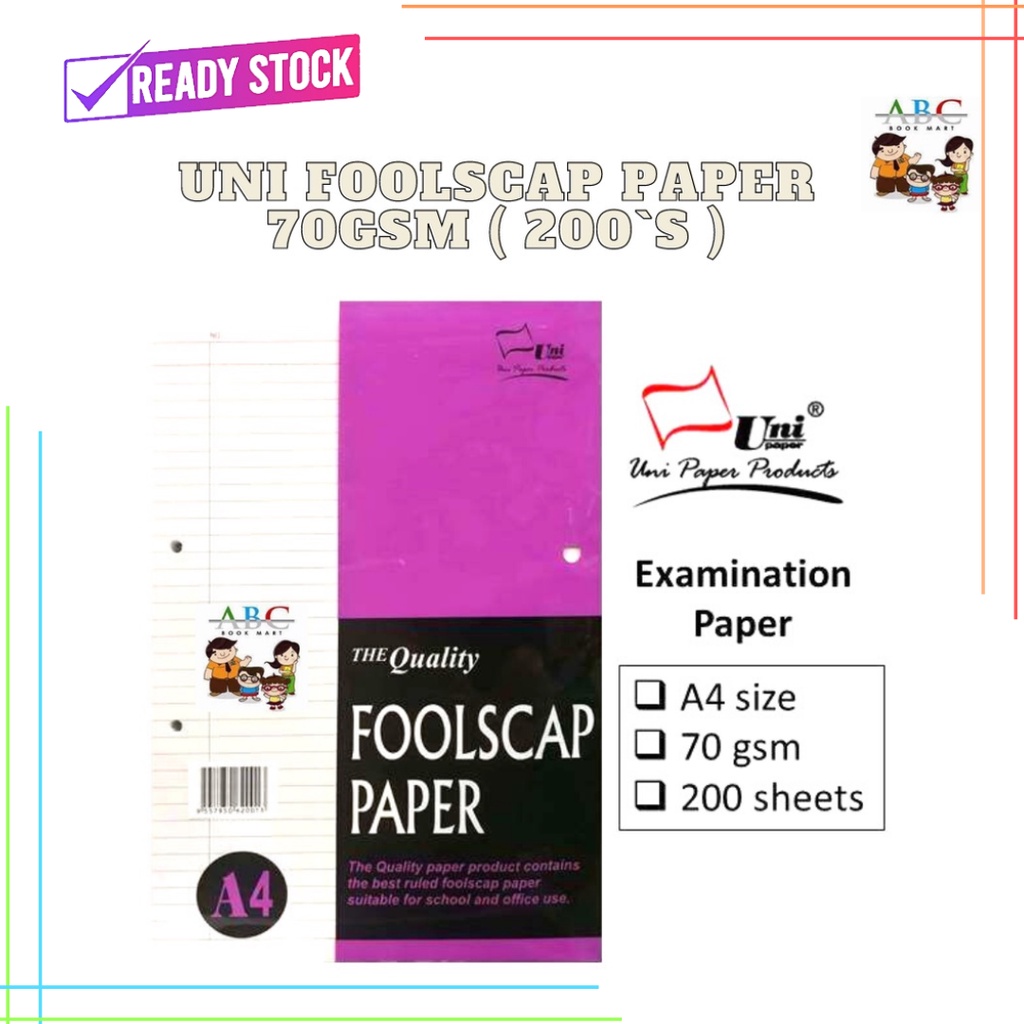 ( READY STOCK ) UNI PAPER FOOLSCAP PAPER 70gsm ( 200`S ) | Shopee Malaysia