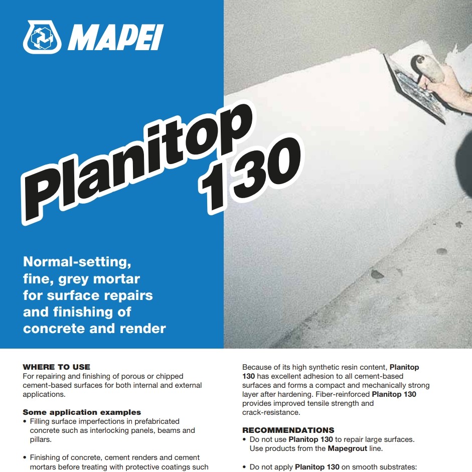 MAPEI PLANITOP 130 (20KG) FIBER-REINFORCED, FINE, GREY MORTAR for ...