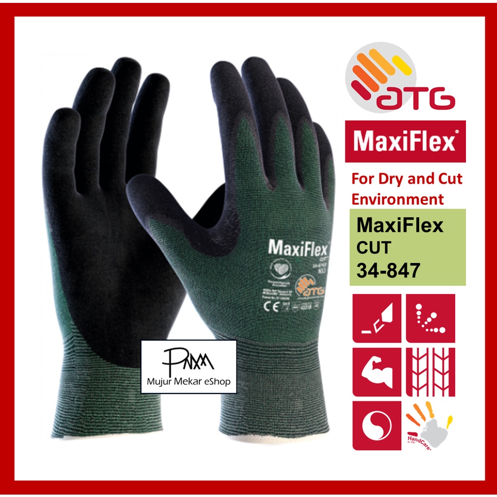 ATG MaxiFlex® Cut™ 34-8743 Safety Gloves - Level 3 Cut Resistance and ...