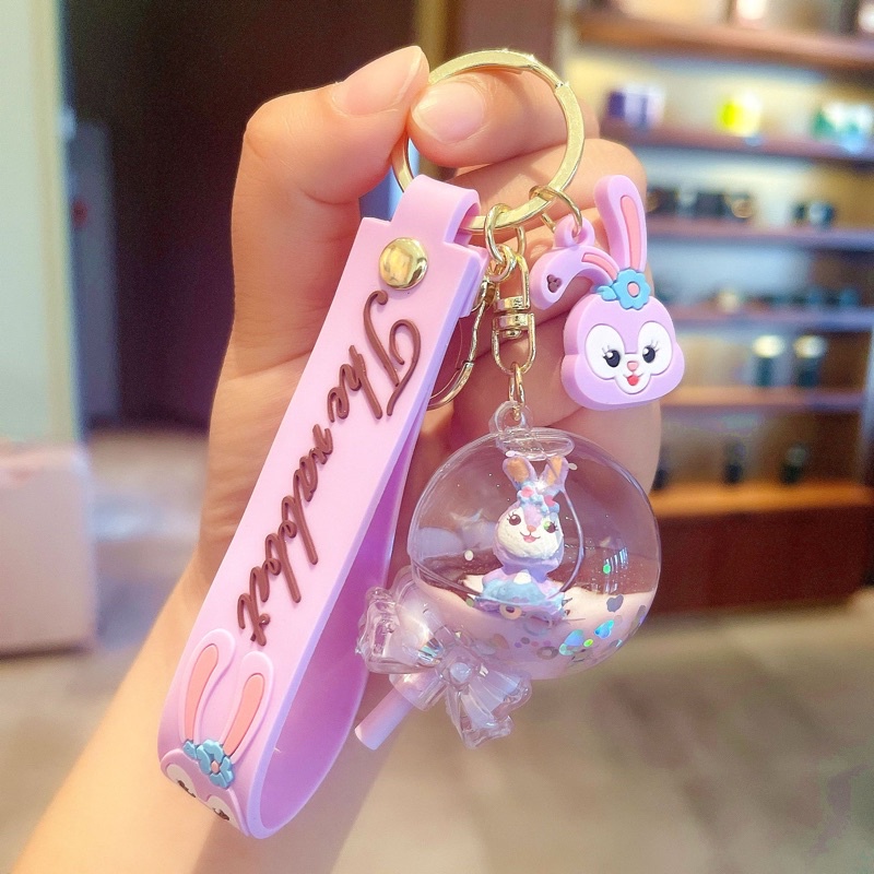 stella Cute oily milk tea cup keychain fashion key ring quicksand ...