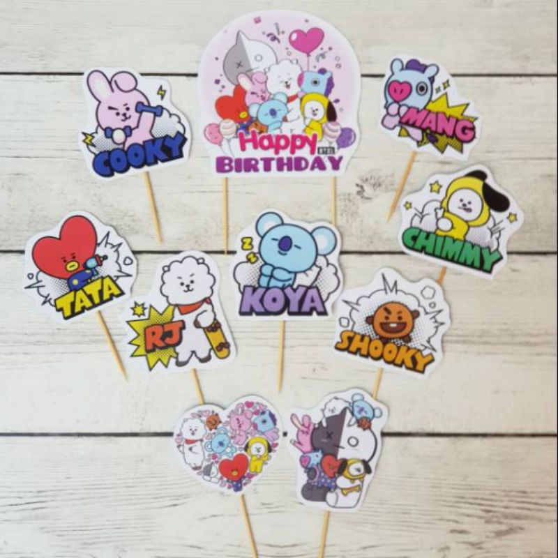 [READY] Cake TOPPER | Cake TOPPER BT21 | 1 SET Contains 10 Pcs | Bt21 ...