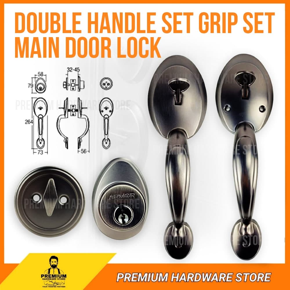 ARMOR Double Handle Door Lock Set ATH-130M / ATH-130M Home Main Door ...