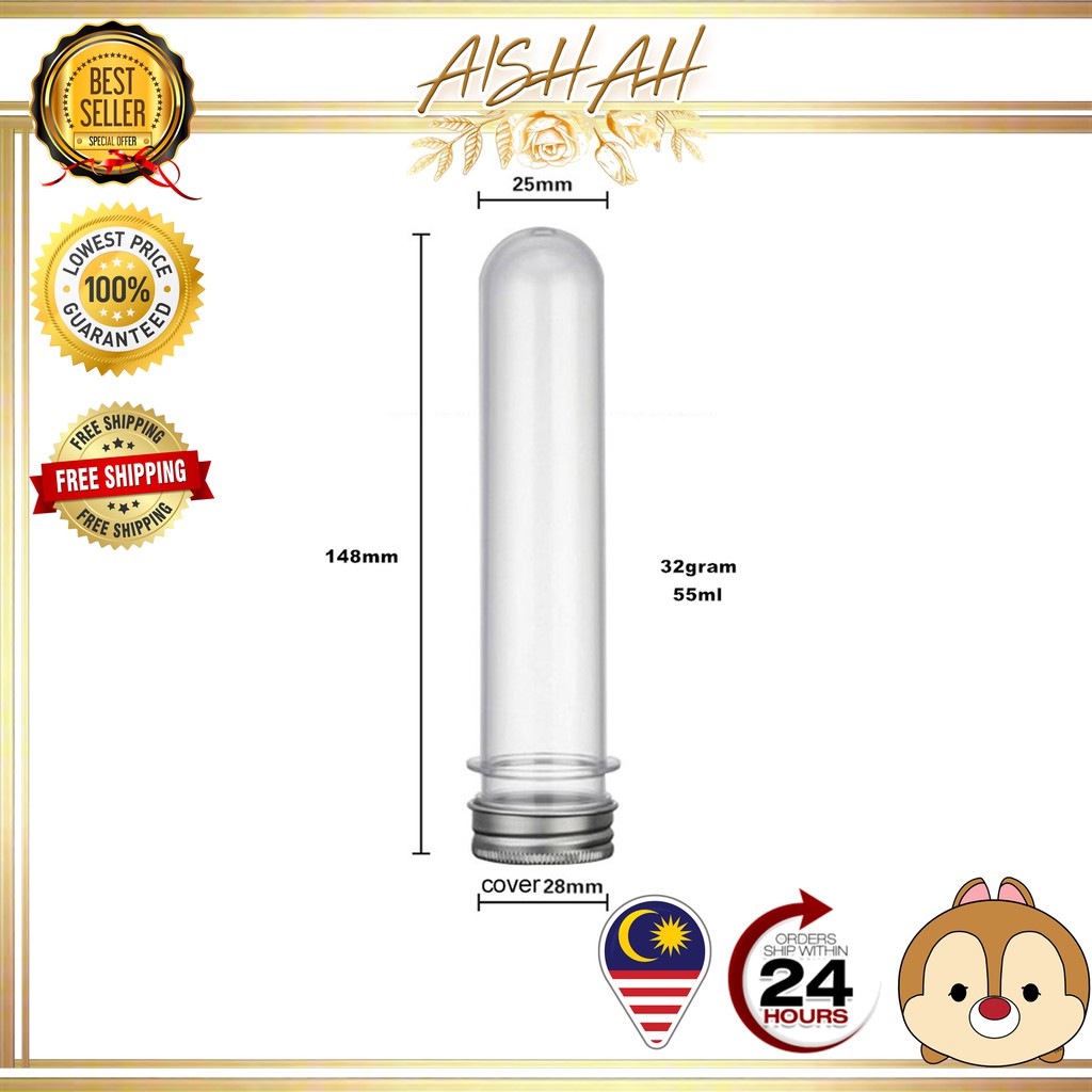 PET Gumball Candy Clear Multi-Purpose Test Tube Plastic 55ml | Shopee ...