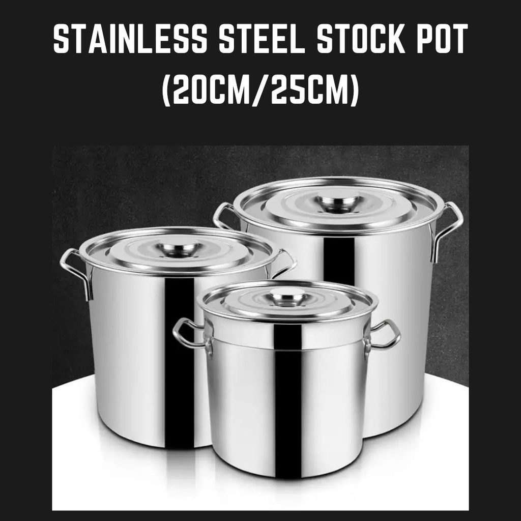Stainless Steel Stock Pot Soup Pot (20cm-6L/25cm-12L) Suitable for ...