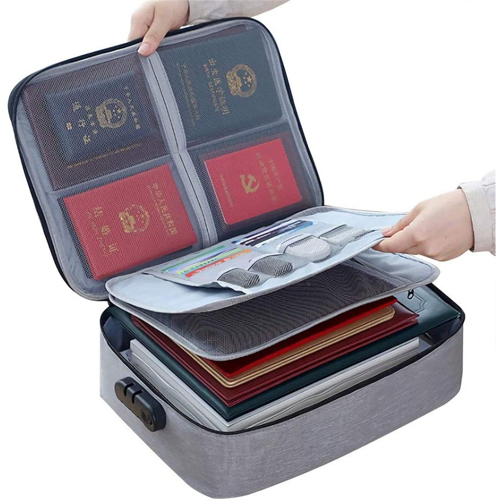 Waterproof 3-Layer Document Storage Bag with Password Lock,A4 Letter ...