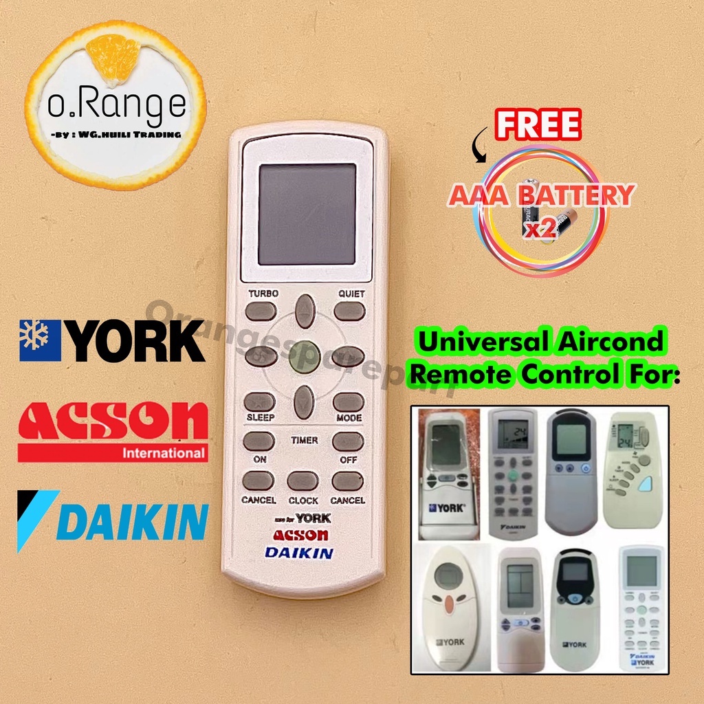 YORK / ACSON / DAIKIN AIR CONDITIONER MULTI REMOTE CONTROL ECGS01 ...