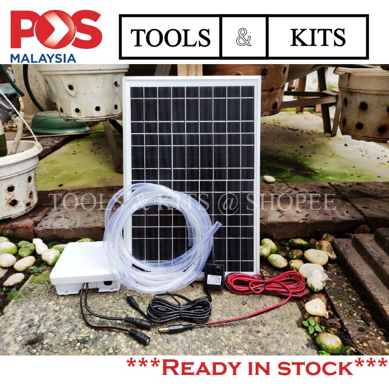 9V 10W Solar Water Pump Set with 4 Batteries Built In + 2M Pipe 24 ...