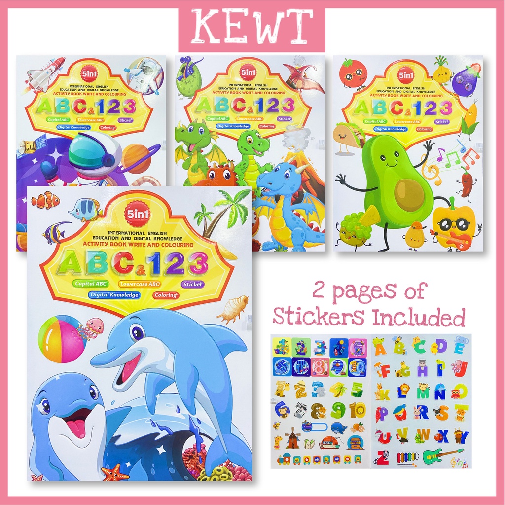 Kewt ABC 123 Sticker Bijak Sifir A4 Multiplication Addition Table Book Alphabets Kids Education ...