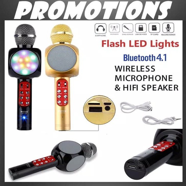 WS-1816 LED Mic KTV Wireless Bluetooth Portable Microphone WS1816 Ws858 WS878 | Shopee Malaysia