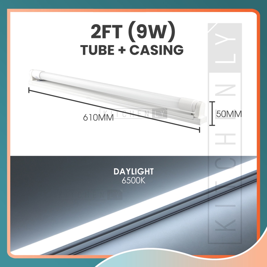 KLY_ LED Fluorescent T8 4Ft Set Light Lampu Kalimantang Panjang Casing ...