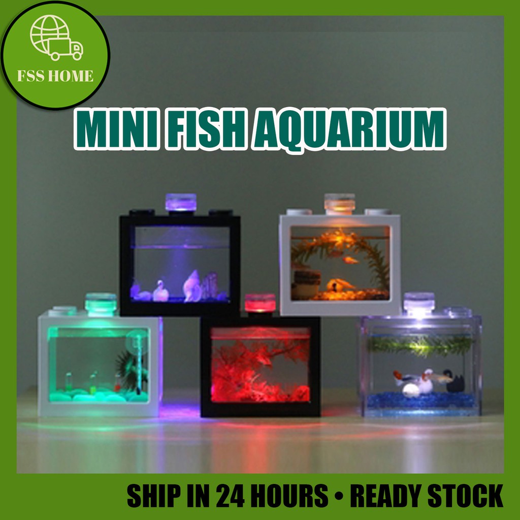 Aquarium Lego Tank Block Fish Tank LED Battery Powered Mini Waterproof ...