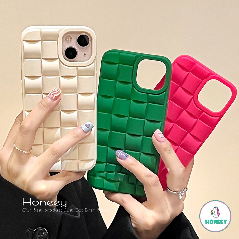 Macaron Color Liquid Silicone 3D Weave Pattern Phone Case Compatible ...