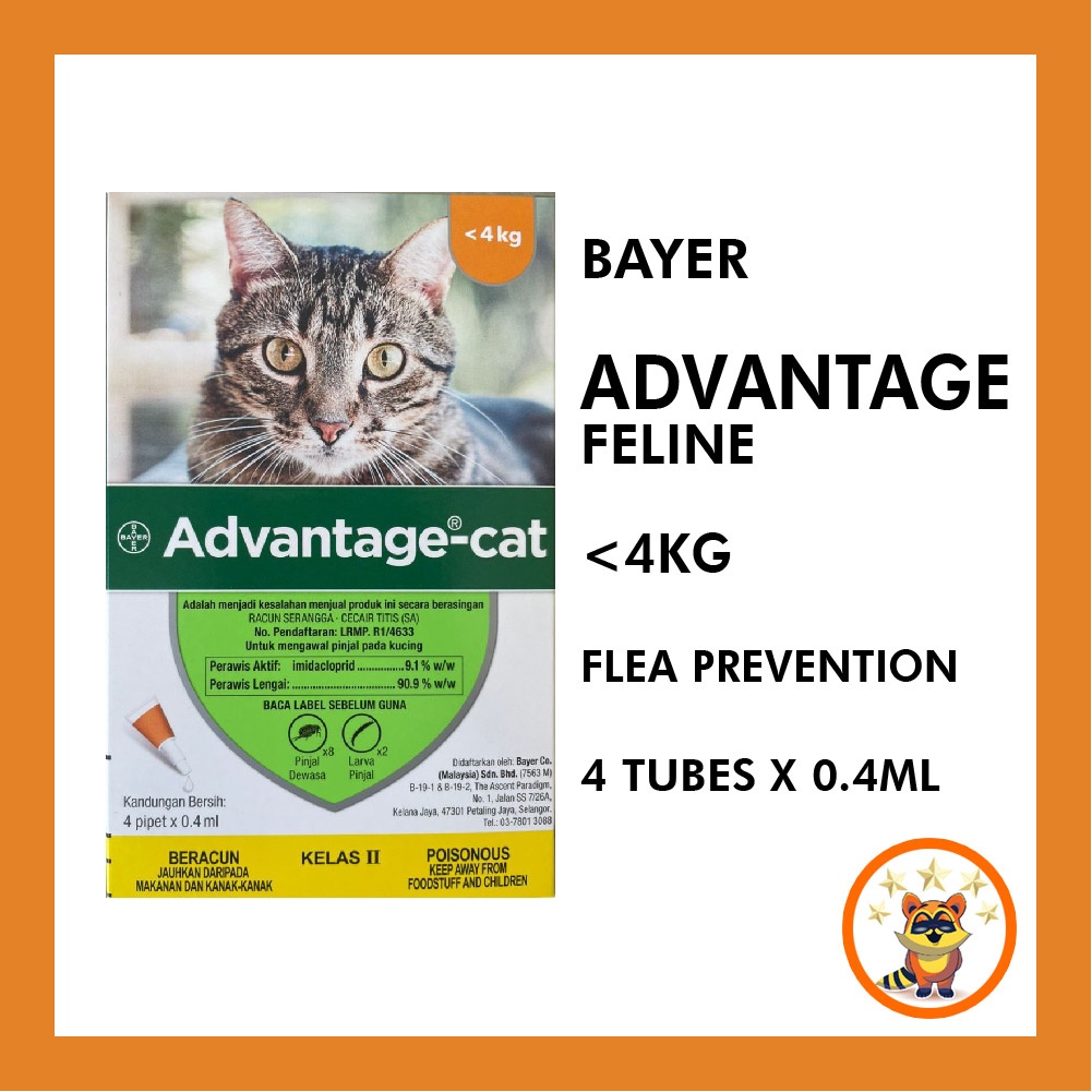 Advantage Cat Bayer Spot-on Below 4kg Feline Kucing Flea Kutu | Shopee ...