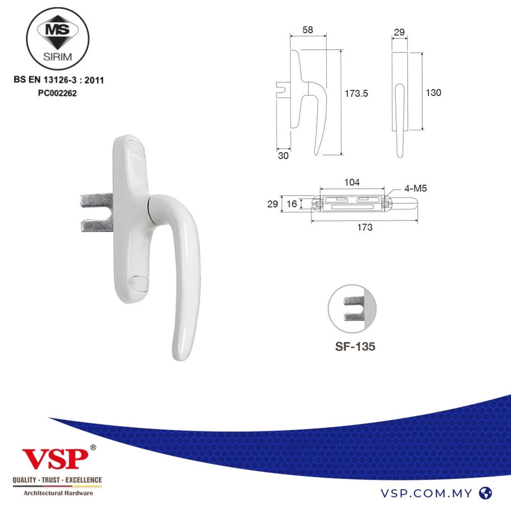 100VS - VSP-MH-001 Sentura Multipoint Handle with Single Accessories ...