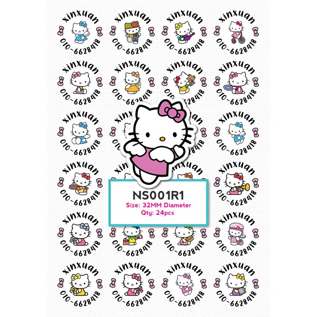 Name Sticker Cartoon Cute Kids School WATERPROOF PELEKAT NAMA MURID ...