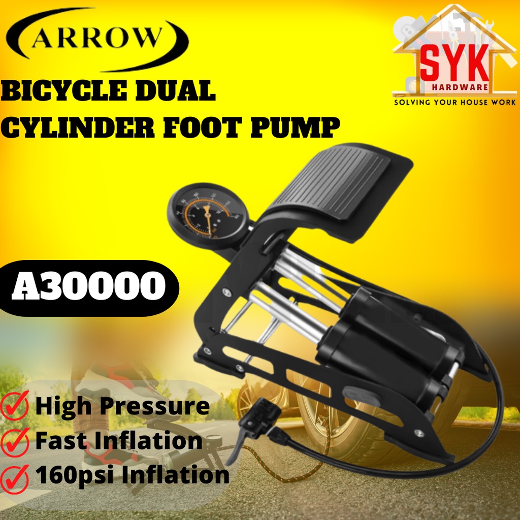 SYK Arrow A30000 High Pressure Double Cylinder Foot Pump Bicycle Car ...