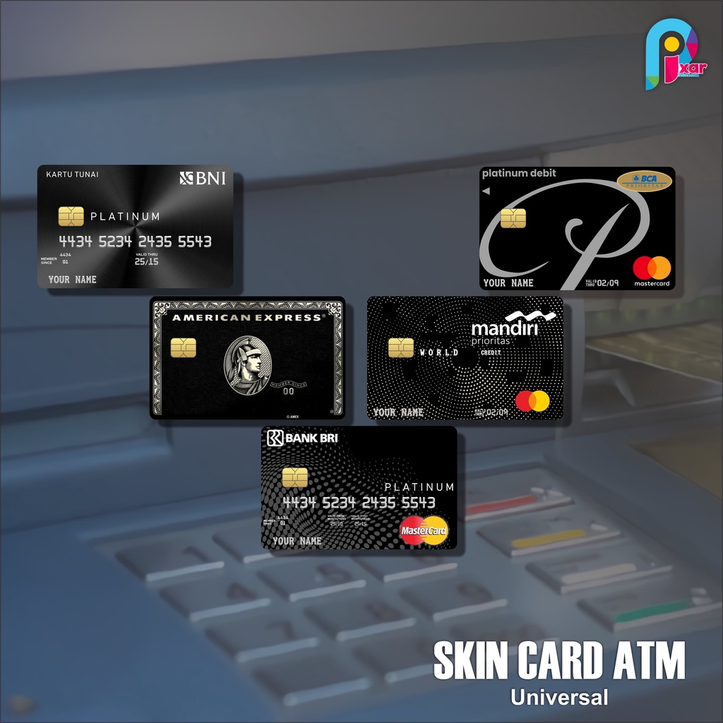 Skin CARD PROTECTIVE STICKER ATM E-MONEY STICKER BANK MOTIF BCA MANDIRI ...