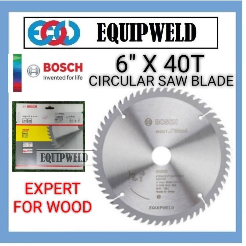 BOSCH 6" X 40T TCT CIRCULAR SAW BLADE (EXPERT FOR WOOD) 2608642971 160MM (6-1/8") X 40T X 25.4MM ...