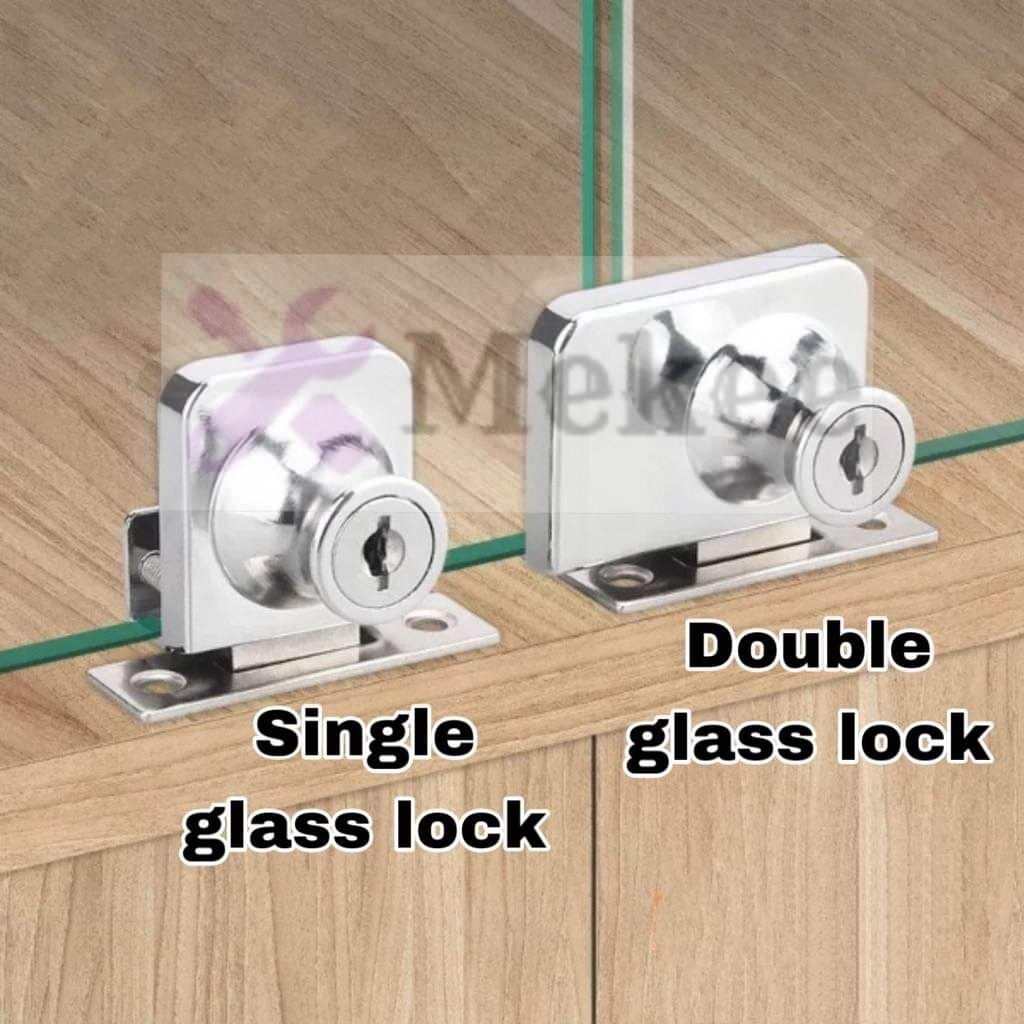 Cabinet 3-6mm glass door metal chrome single or double lock key display ...