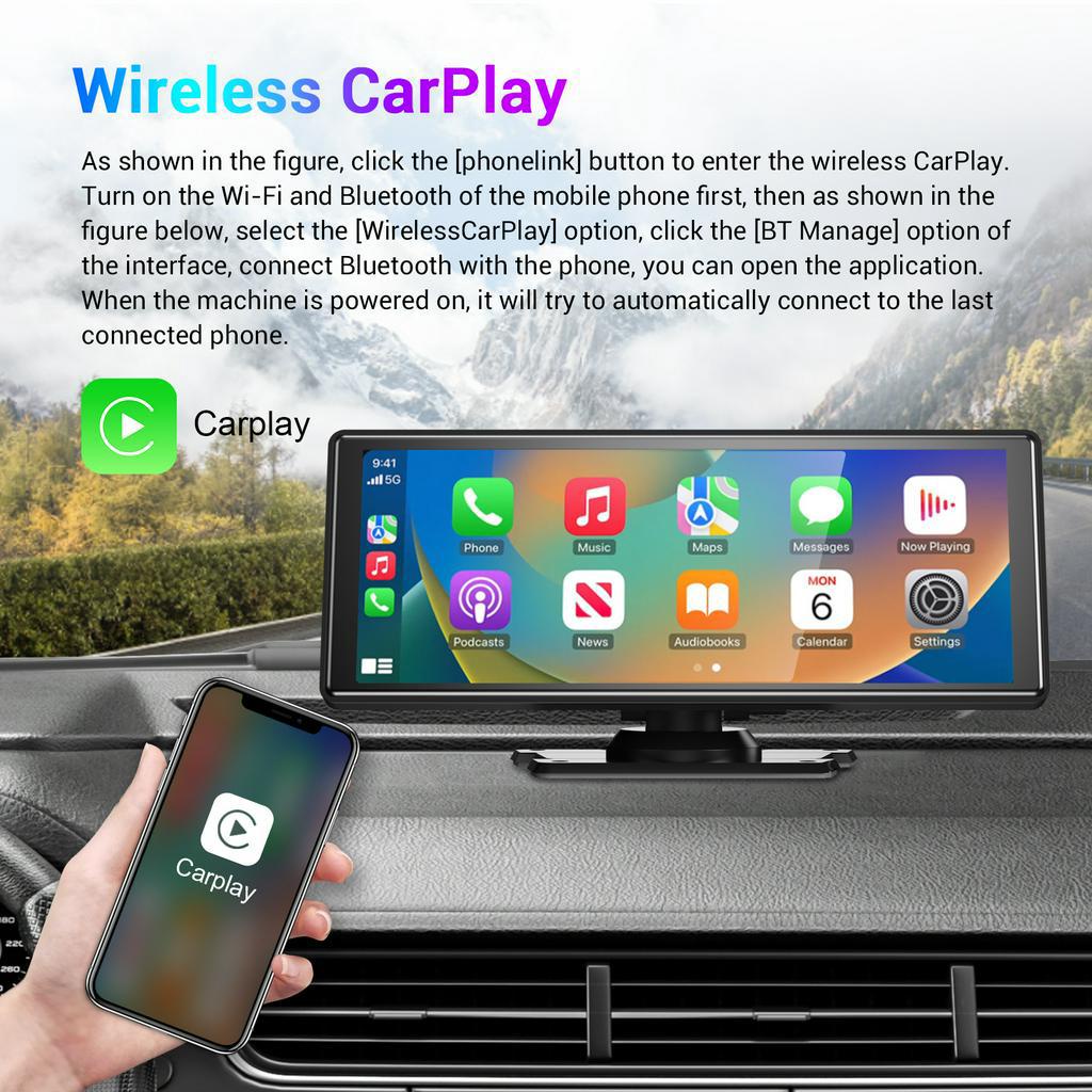 ESSGOO 10.26" INCH Portable Car Player Carplay Android Auto Bluetooth ...