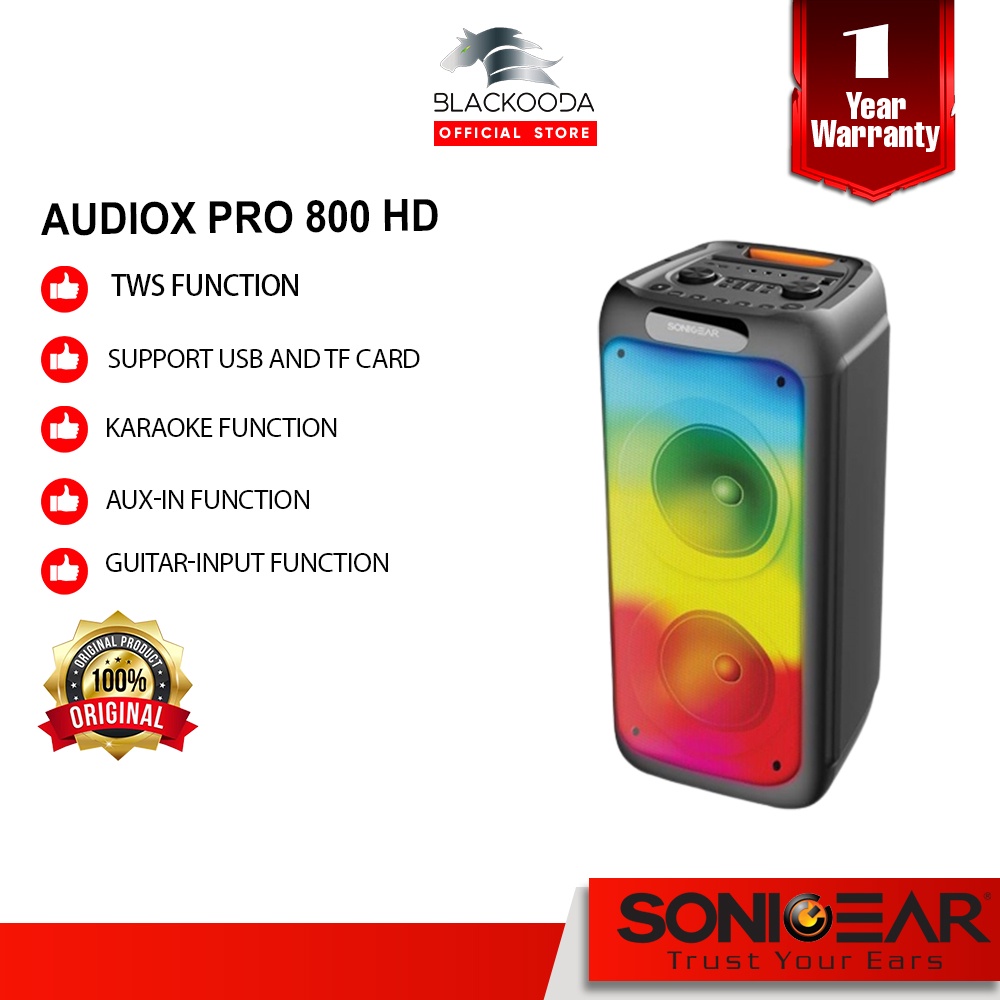 SonicGear Audiox Pro 800HD Bluetooth FM Radio Portable Speaker with 2 ...