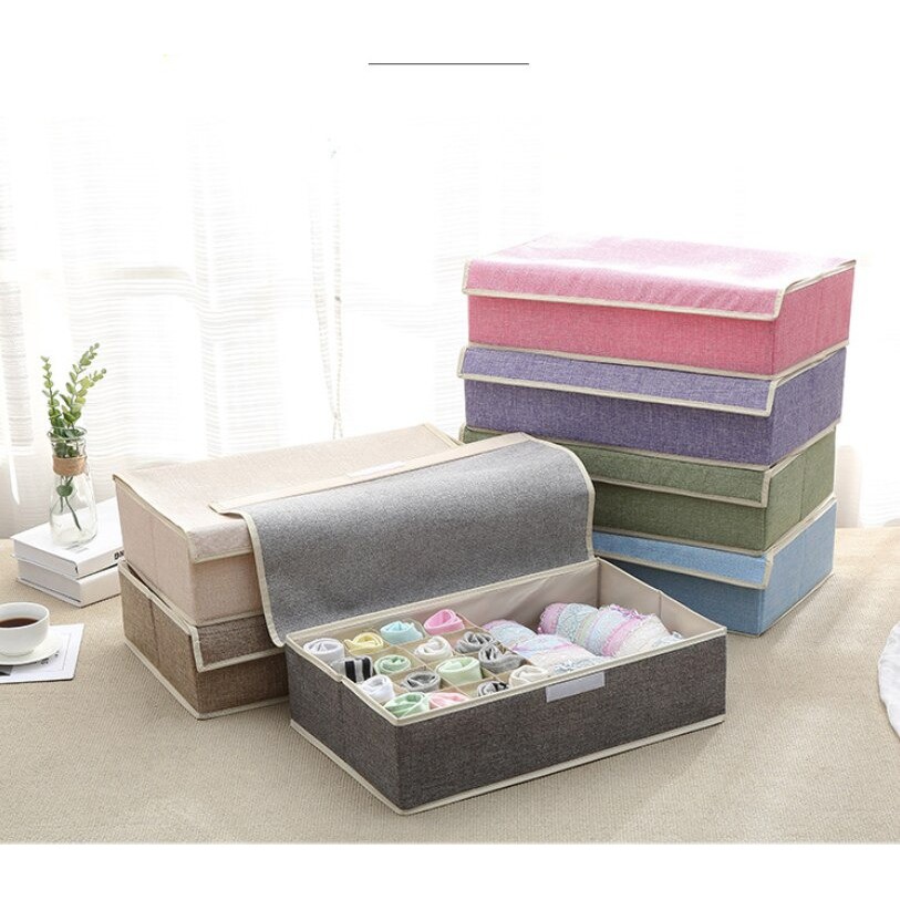 17 Grids Underwear Bras Socks Storage Box Wardrobe Organizer Kotak Baju ...